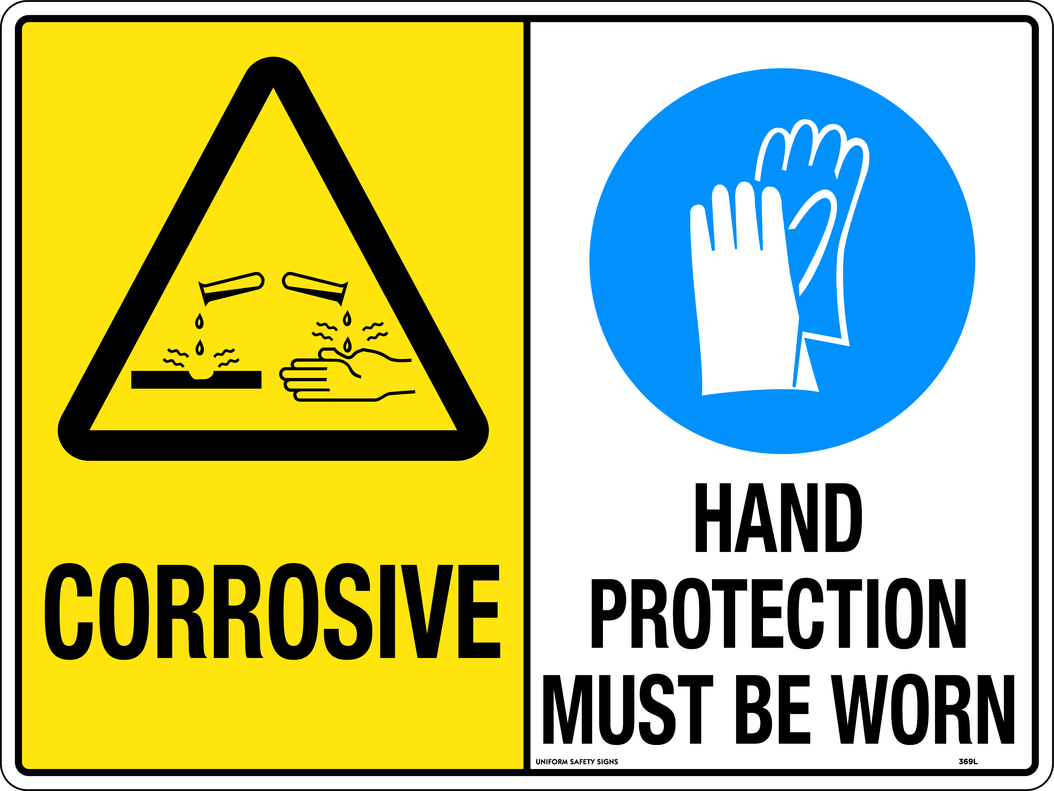 Corrosive/Hand Protection Must Be Worn
