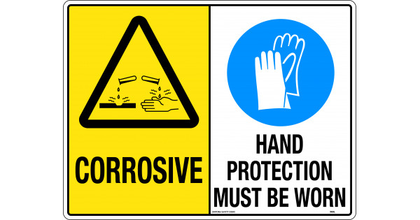 Corrosive/Hand Protection Must Be Worn
